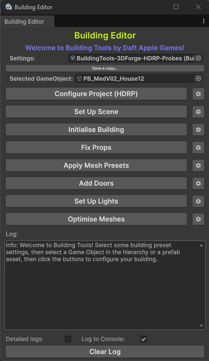 Building Editor Tool Window | Daft Apple Games - Unity Framework Building Editor Tool Window | Daft Apple Games - Unity Framework
