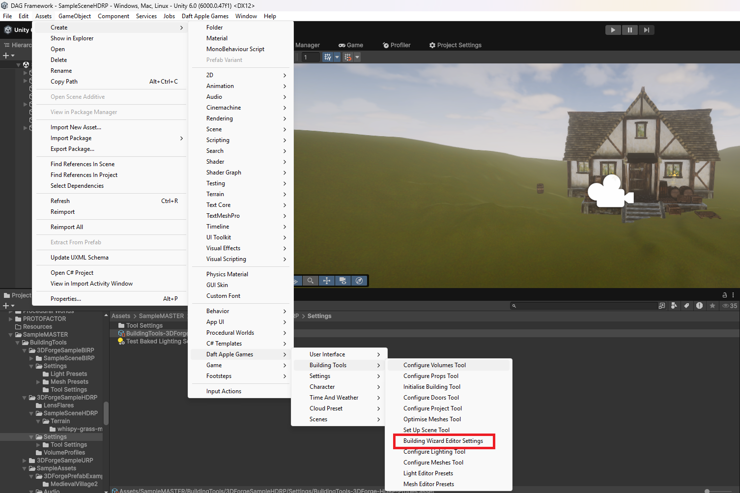 Building Editor Settings | Daft Apple Games - Unity Framework