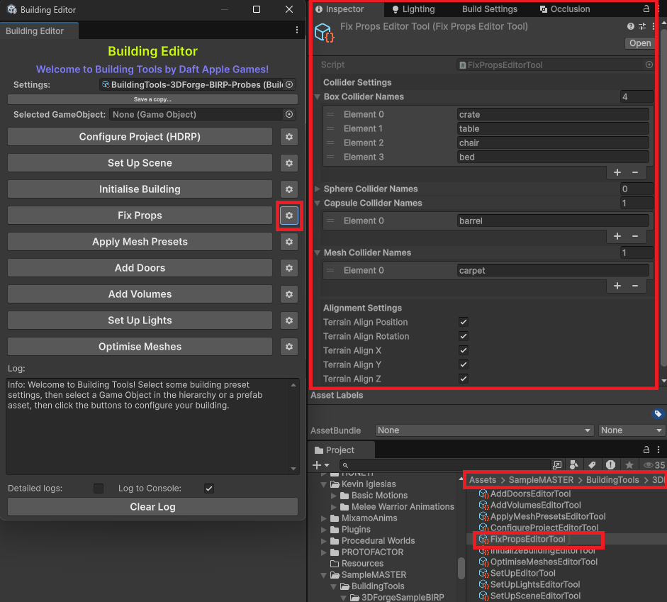 Building Editor Settings | Daft Apple Games - Unity Framework